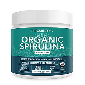 Organic Spirulina Powder - Made with Parry® Spirulina. The Best Spirulina in The World, Highest Nutrient Density - Non-Irradiated, 4 Organic Certifications, Vegan Farming Process (75 Servings - 8 oz.)