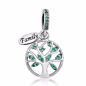 LovelyCharms Family Tree of Life Charm Green Dangle Bead Fits European Bracelets Pendants