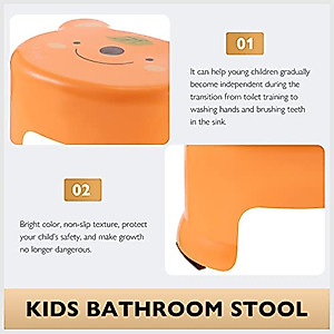 Toddmomy Kids Step Stool 2pcs Kid Step Stool Cartoon Animal Bathroom Step Stool Plastic Toilet Stool Potty Stool Under Desk Footrest for Bathroom Travel Potty Training White Organge Kids Stools