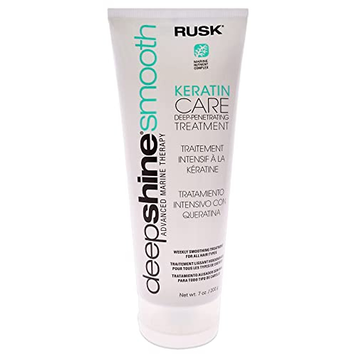RUSK Deepshine Smooth Keratin Care Deep-Penetrating Treatment, Sodium-Chloride-Free, Color-Safe, Deep Penetrating Restructuring Treatment, Delivers Surface-Smoothing Conditioning, 7.05 Ounce (Pack of 1)