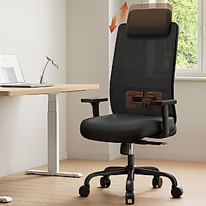 CAPOT Office Chairs with Headrest & Lumbar Support, High Back Office Chair for Neck Pain, Desk Chair with Infinite Angle Locking 90°-130°, Big and Tall Ergonomic Office Chair
