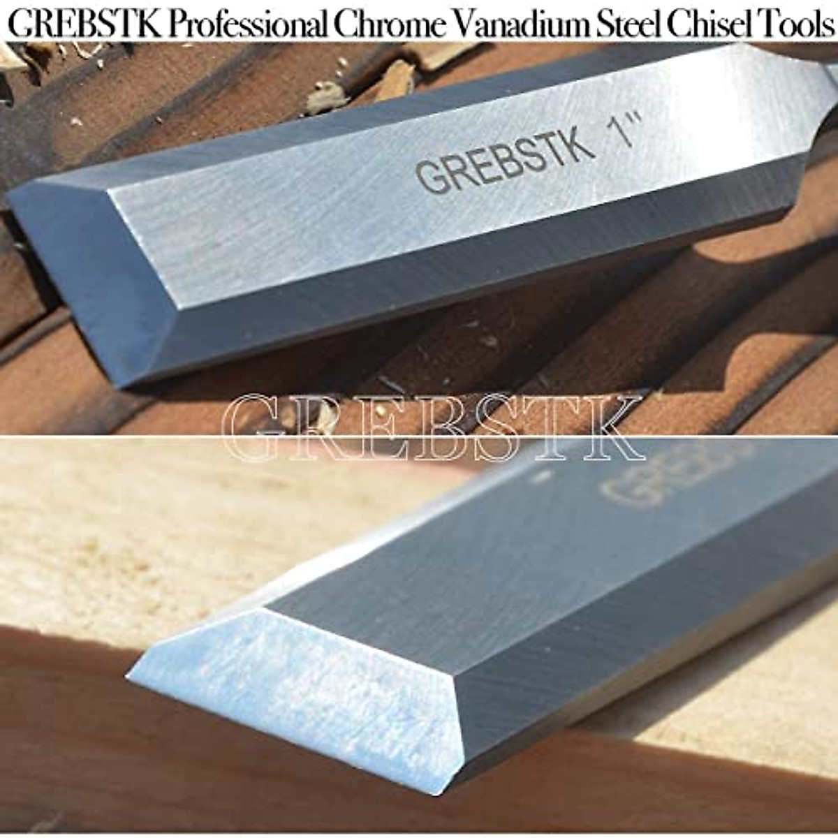 GREBSTK 4 Piece Professional Wood Chisel Tool Sets Sturdy Chrome Vanadium Steel Chisel Woodworking Tools, 1/4 inch,1/2 inch,3/4 inch,1 inch