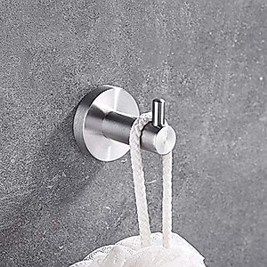 Hoooh Bathroom Towel Hook, Brushed Stainless Steel Coat/Robe Clothes Hook for Bath Kitchen Garage Wall Mounted (2 Pack), B100C-BN-P2