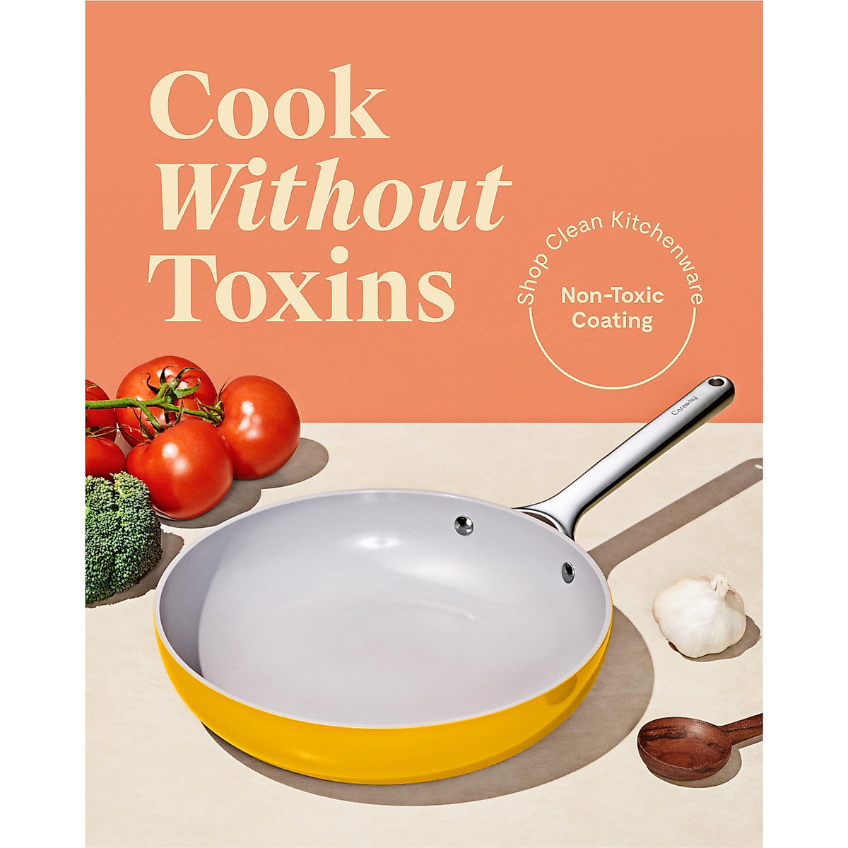 Caraway Fry Pan Trio - Non-Stick Frying Pans (10.5” & 8”) & Non-Stick Saute Pan - Non Toxic, PTFE & PFOA Free - Oven Safe & Compatible with All Stovetops (Gas, Electric & Induction) - Marigold