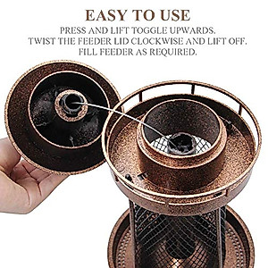 Twinkle Star Wild Bird Feeder Hanging for Garden Yard Outside Decoration, Panorama Gazebo Birdfeeder, Lighthouse Shaped (Copper Red)