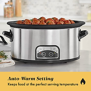 6 Quart Electric Slow Cooker - Auto Warm Setting and Programmable Controls - Stainless Steel