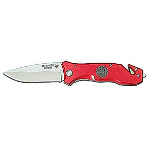 8" Red Fire Dept Outdoor Rescue Survival Open Folding Pocket Knife Outdoor Survival Hunting Knife for Camping by Survival Steel