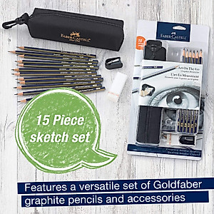 Faber-Castell Creative Studio Art On-The-Go Graphite Sketch Set – 15 Sketching Pencils and Accessories