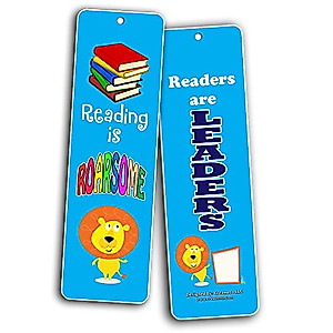 Creanoso Young Readers Animal Roarsome Reading Bookmarks for Kids (30-Pack) – Reading Encouraging Words Bookmarkers Bulk Set – Premium Quality Book Clippers Boys, Girls
