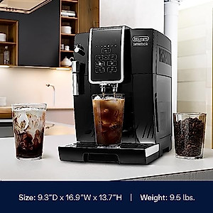 Dinamica Espresso Machine, Black - Automatic Bean-to-Cup Brewing, Built-In Steel Burr Grinder & Manual Frother - One-Touch Hot & Iced Coffee - Easy Cleanup