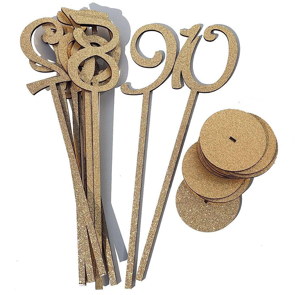 Eforcase Wooden Table Numbers, 1-10 Wood Number with Stand, Wedding Table Numbers with Holder Bases, Wedding Table Numbers Card Stands for Receptions, Banquets, Restaurants, Party Table Decoration