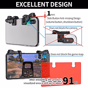 IFYOO Mobile Game Trigger, Mobile Gaming Controller Compatible with PUBGG/Fortnitee/Call of Duty Mobile, Z108 Aim & Fire Triggers for iPhone and Android Phone, 2 Pair with 2 pcs Finger Sleeves Red