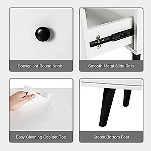 Tangkula 4 Drawer Dresser, Wooden Chest of Drawers, Freestanding Storage Cabinet with Legs & Metal Handles, Modern Storage Drawer for Bedroom, Living Room, Cloakroom, Nursery Room (White)