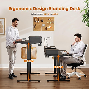 Sweetcrispy Height Adjustable Electric Standing Desk with Storage Shelf Double Drawer, 40 x 24 Inch Stand up Desk, Sit Stand Desk with Splice Board
