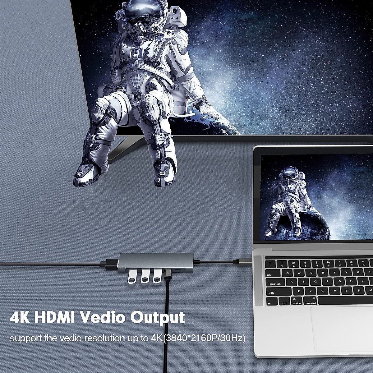USB C Hub, HUBFINDER 9 in 1 Multiport Adapter with 100W Power Delivery，4K HDMI Output，3 USB3.0 and USB-C 5 Gbps Data Ports，SD/TF Card Reader，3.5mm Headphone Jack，for MacBook Air, MacBook Pro,iPad Pro