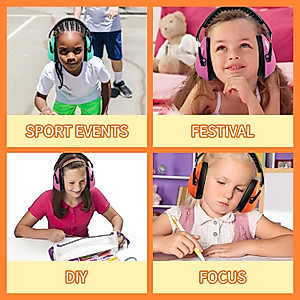 MelonArt Kids Ear Protection Earmuffs Safety Hearing Protection Headphones Noise Reduction for Autism Sensory Kids Chirldren (Mint & Pink & Orange)