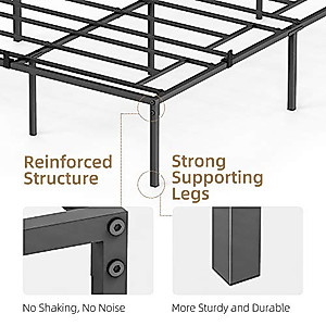 IDEALHOUSE Full Metal Platform Bed Frame with Sturdy Steel Bed Slats,Mattress Foundation No Box Spring Needed Large Storage Space Easy to Assemble Non-Shaking and Non-Noise Black, C80