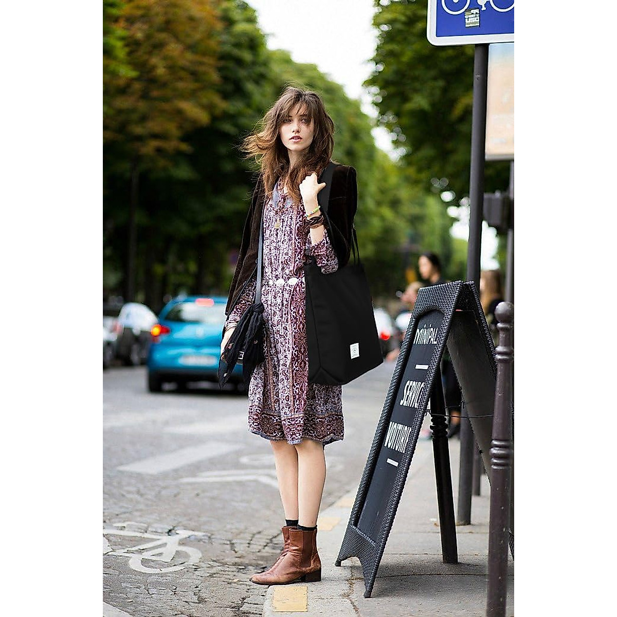 KALIDI Tote Bag Women Large Canvas Bag Retro Canvas Shoulder Bag with Zipper Pockets Casual Tote Handbag Purse for Work College Shopping Bag