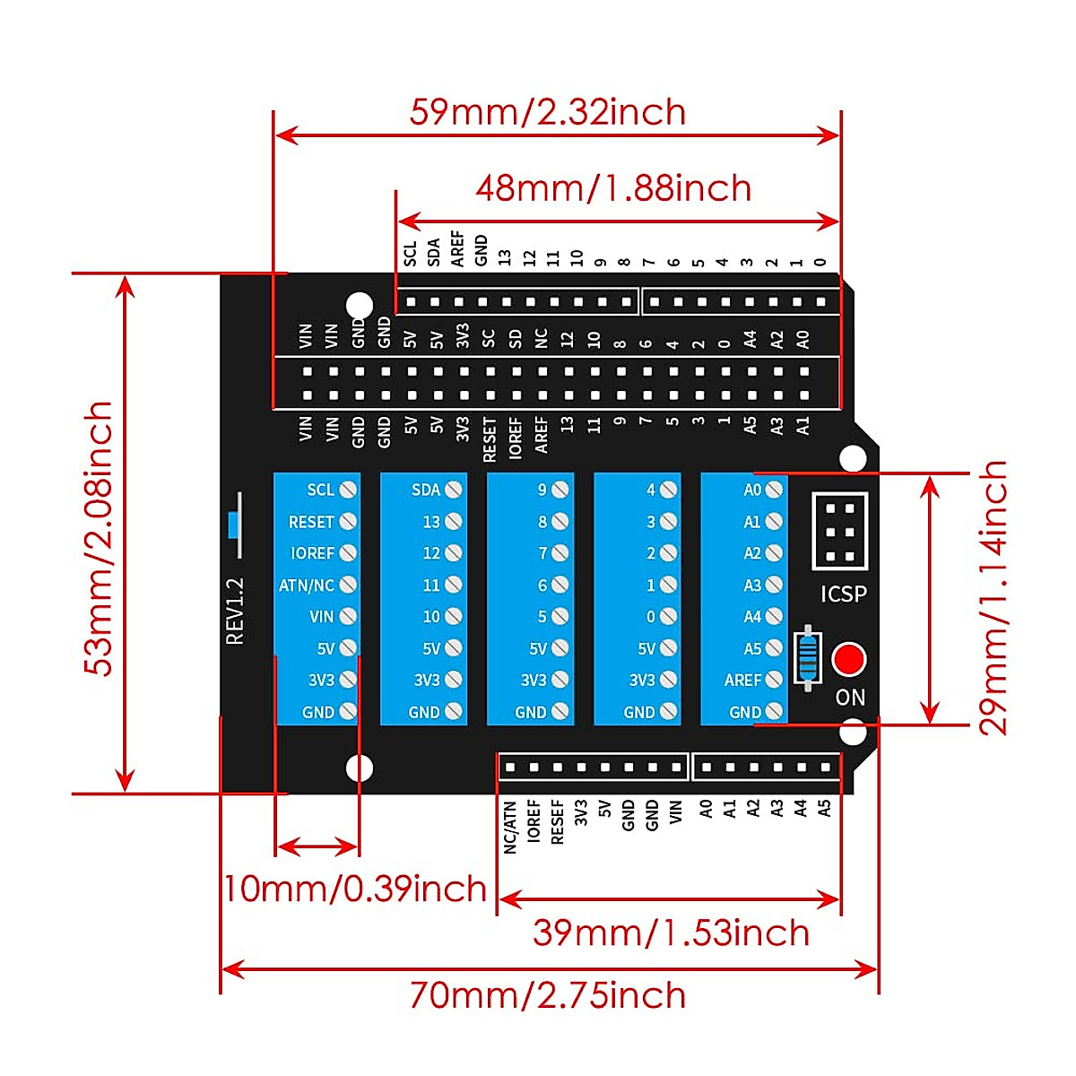 GeeekPi Screw Terminal Hat for Arduino UNO, GPIO Screw Terminal Block Breakout Module with Horn Socket Connector, GPIO Expansion Board Breakout for Arduino UNO