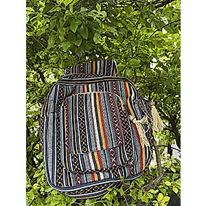Fwosi Outdoor Crossbody Bag - Unisex Hemp Hippie Boho School Tote for Men & Women - Lightweight, Cotton, Side Shoulder Bags - 5 Compartments, Zipper Closure, Adjustable Strap - Handmade in Nepal