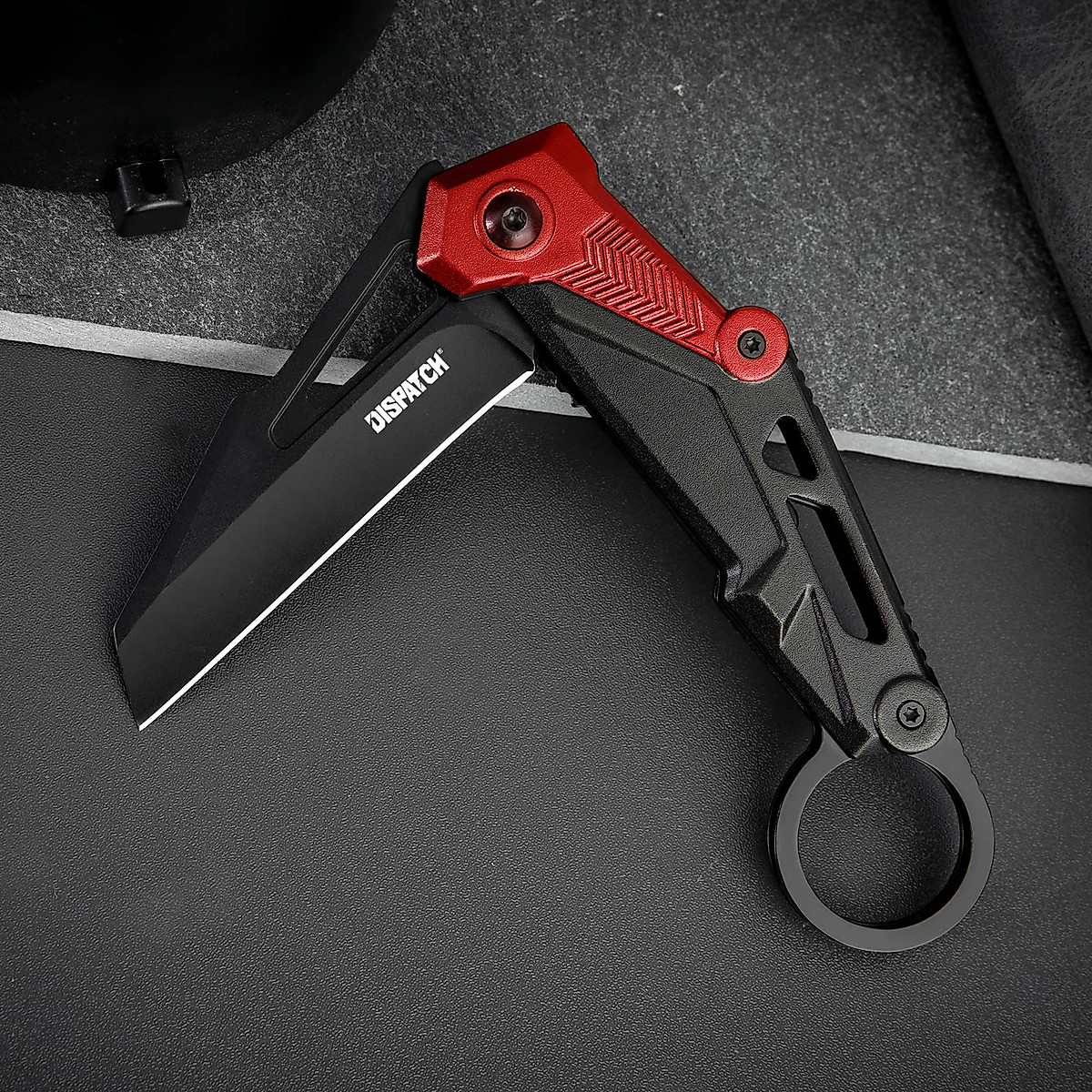 Dispatch Folding Pocket Knife with Stainless Steel Blackened Blade, Two-color Aluminum Handle, Liner Lock for Survival, Hunting, Tactical, Outdoor Camping EDC Tool