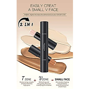 Mysense 6 Colors Cream Contour Stick,Contouring Concealer Highlighter Stick,Double Head Body Face Brightens & Shades Make Up Foundation Cream Pen,3pcs