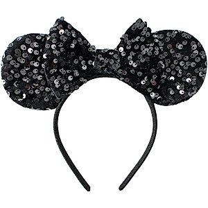 KARETT Mouse Ears Bow Headbands, Sparkle Mouse Ears Headband Glitter Hair Band for Party Princess Decoration Cosplay Costume