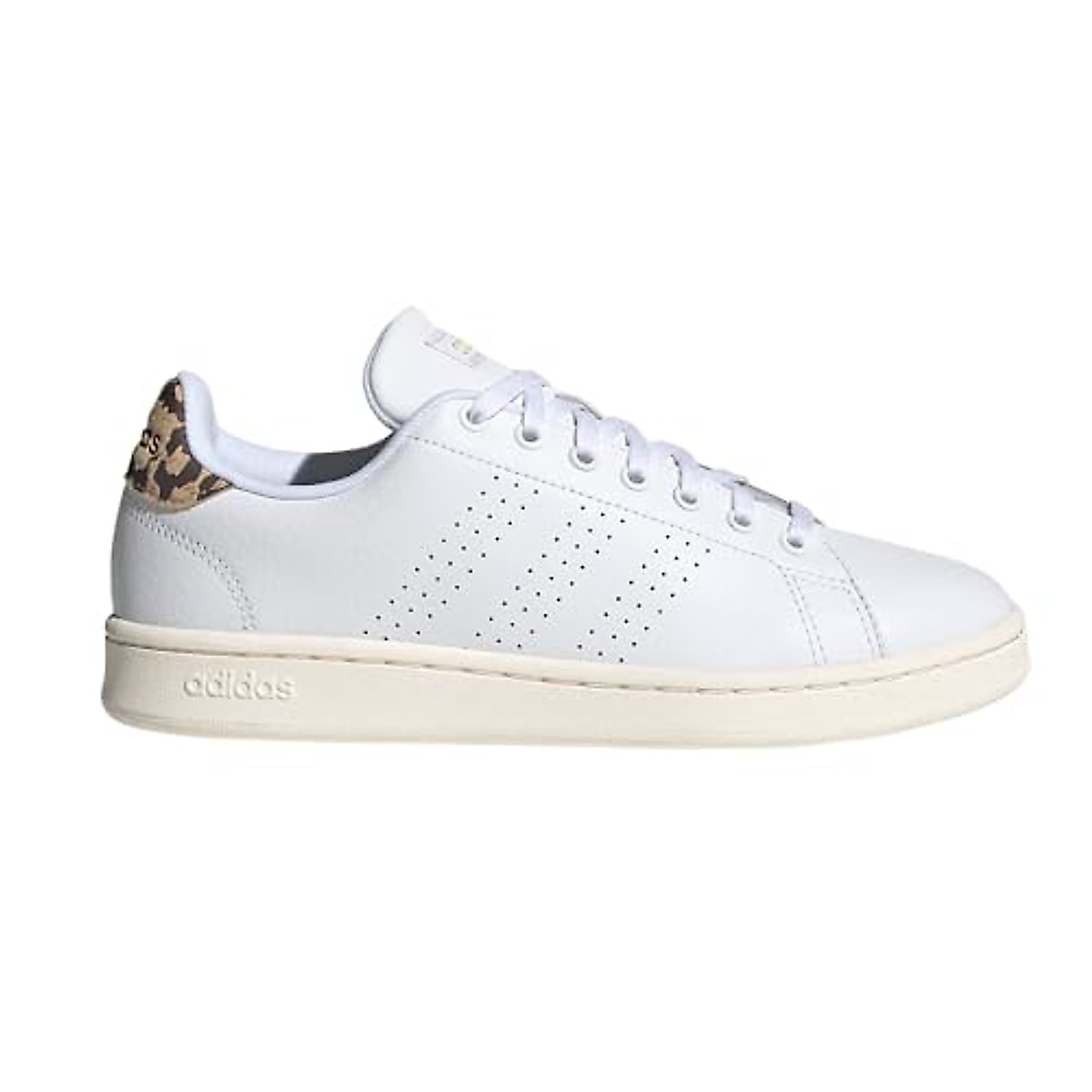 adidas Women's Advantage Sneaker, White/White/Gold Metallic, 8