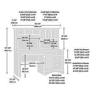 Sauder Harbor View Computer Desk with Hutch, Salt Oak finish
