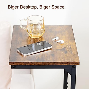 AMHANCIBLE C Tables End Table, TV Trays Set of 2, Couch Table for Small Space, Bedside Tables for Living Room, Bedroom, Office, Metal Frame HET02BBR