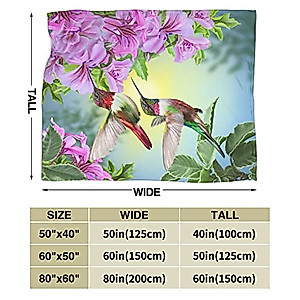 Birds Hummingbird Throw Blanket Soft Cozy Plush Warm Fleece Blanket for Sofa Couch Bed 80"X60"