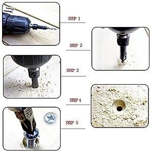 Eagles 4PCS Self centering Hinge Drill Bits for Door Cabinet + 5PCS HSS Woodworking Countersink Drill Bit Set with Free Wrench for Pilot Holes