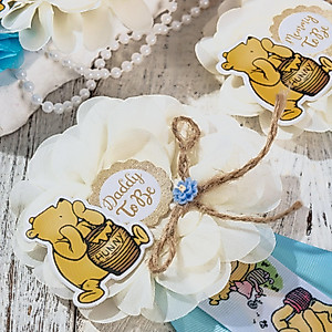 3 Pack Mom to Be Sash Daddy to Be Corsage Pins Flower, Baby Shower Sash, Maternity Sash Belly Belt Gift for Gender Reveal Baby Shower Decorations Mommy Dad, Blue Boy