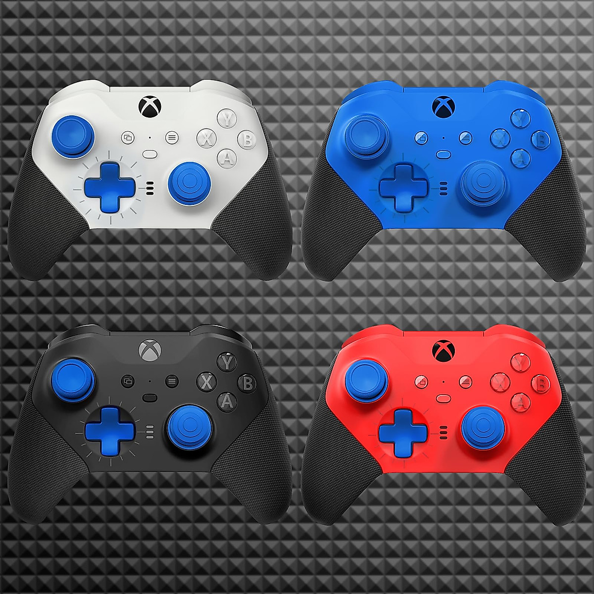 Elite Series 2 Controller Accessories，Metal Thumbsticks for Xbox Elite Wireless Controller Series 2，Accessories Replacement Include 4 Swap Joysticks, 4 Paddles, 1 D-Pads，2 accent rings (Core Blue)