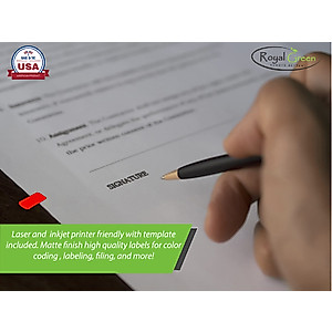 Royal Green Rectangular Small Printing Stickers Sheets Labels 0.75" x 0.5", Permanent Red Color Coding Labels for Laser or Inkjet Printer Template Included, 50 Sheets - 7200 Pack