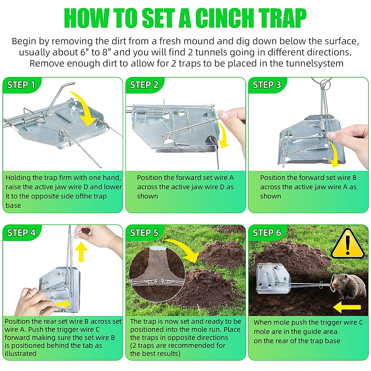 Jahy2Tech Mole Trap Gopher Trap Ground Galvanized and Oil Hardened Steel Animal Trap Reusable Gopher Trap Vole Traps for Outdoor Lawn Garden Yard Farm, Silver