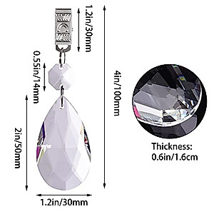 Lystaii 12pcs Tablecloth Weights Set with 12pcs Metal Clip Kit, AB Crystal Teardrop Pendant Glass Tablecloth Weights Heavy Outdoor Prisms Pendants for Home Decoration Picnic Tables Christmas (50mm)