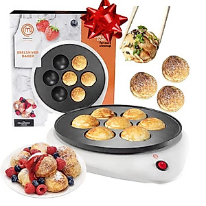 MasterChef Electric Ebelskiver Maker Delicious Homemade Japanese Takoyaki, Donut Holes, Cake Pops, Octopus Balls, Aebleskivers, Danish- Nonstick Easy Clean Appliance, Fun Summer Baking Gift