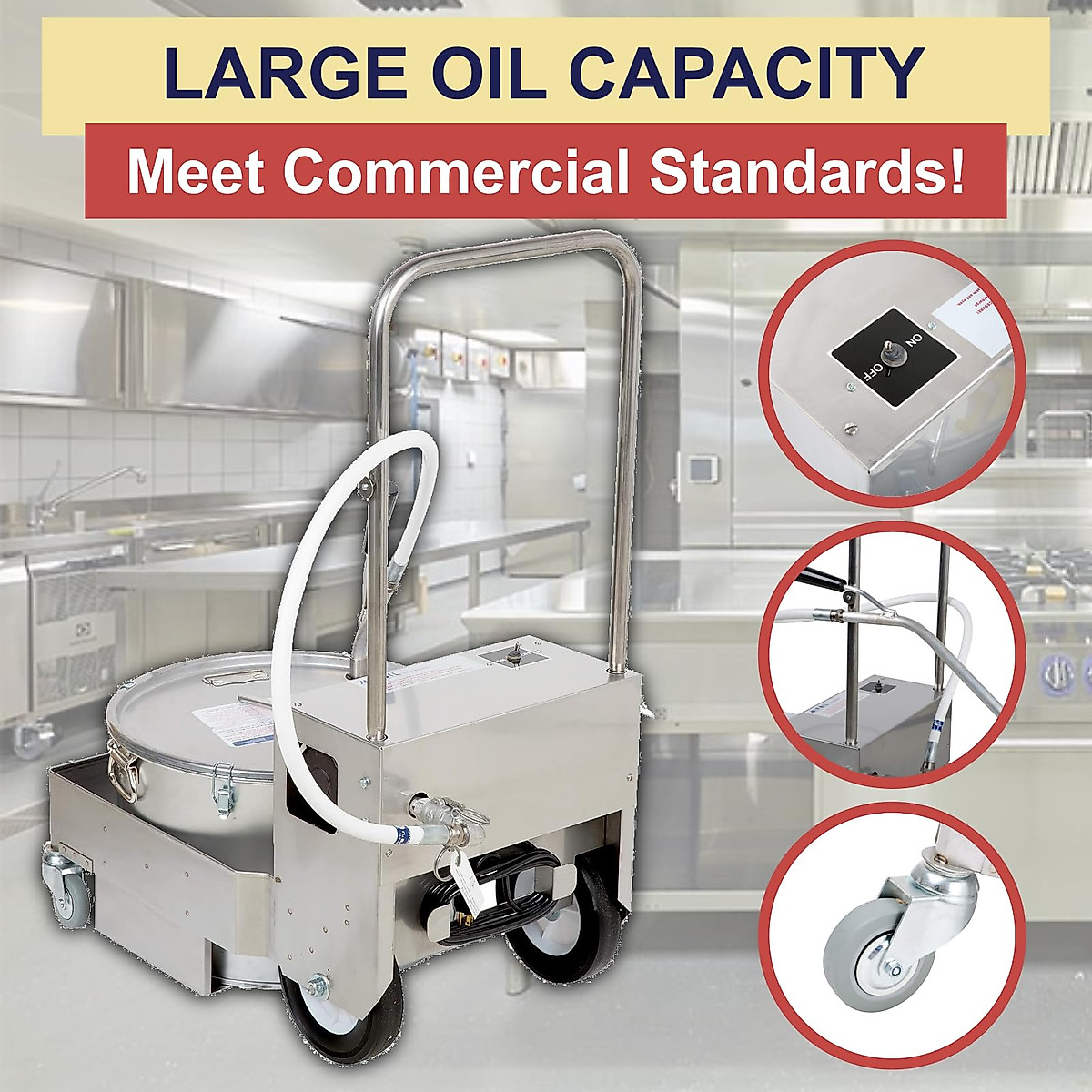 MirOil BD707 Fryer Filter Machine - Discard Trolley, Electric 75 pound Oil Capacity