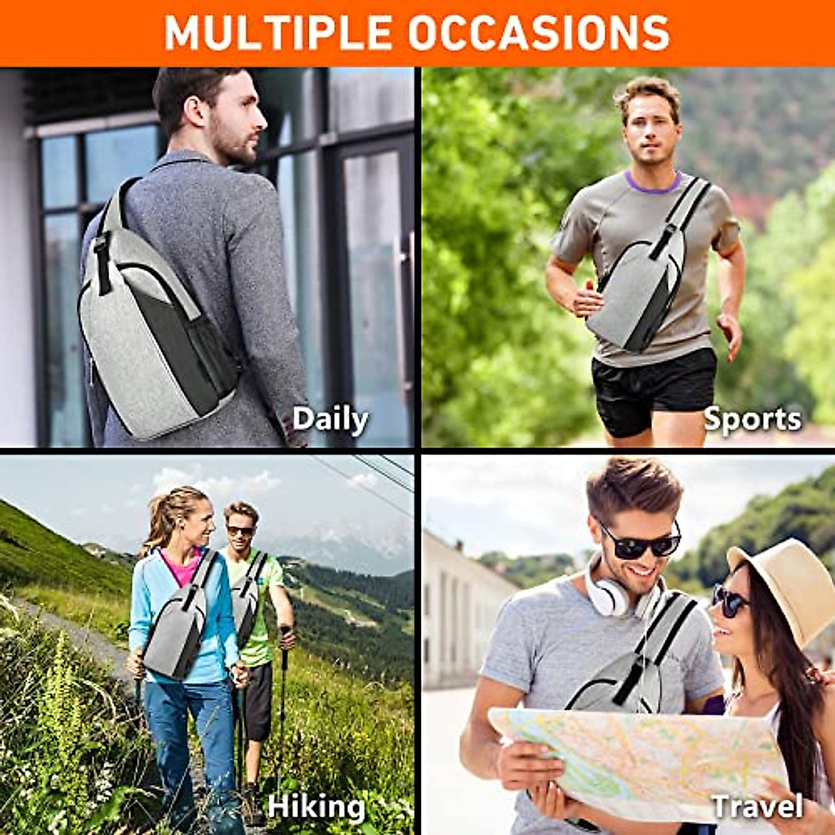 Nicole Miller Sling Bag Lightweight Crossbody Shoulder Backpack with Mesh Side Pockets Travel Hiking Chest Bag Daypack