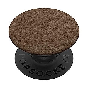 Dark Brown Leather PopSockets PopGrip: Swappable Grip for Phones & Tablets