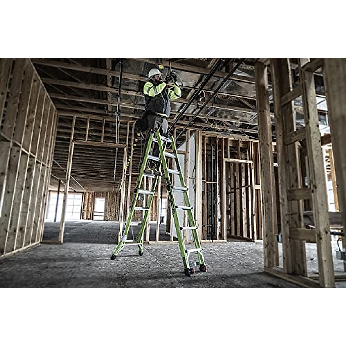 Little Giant Ladder Systems Conquest 2.0 All-Terrain, M17, 17ft, Multi-Position Ladder with Adjustable Outriggers, Fiberglass, Type 1A, 300 lbs Weight Rating, (17107-001)