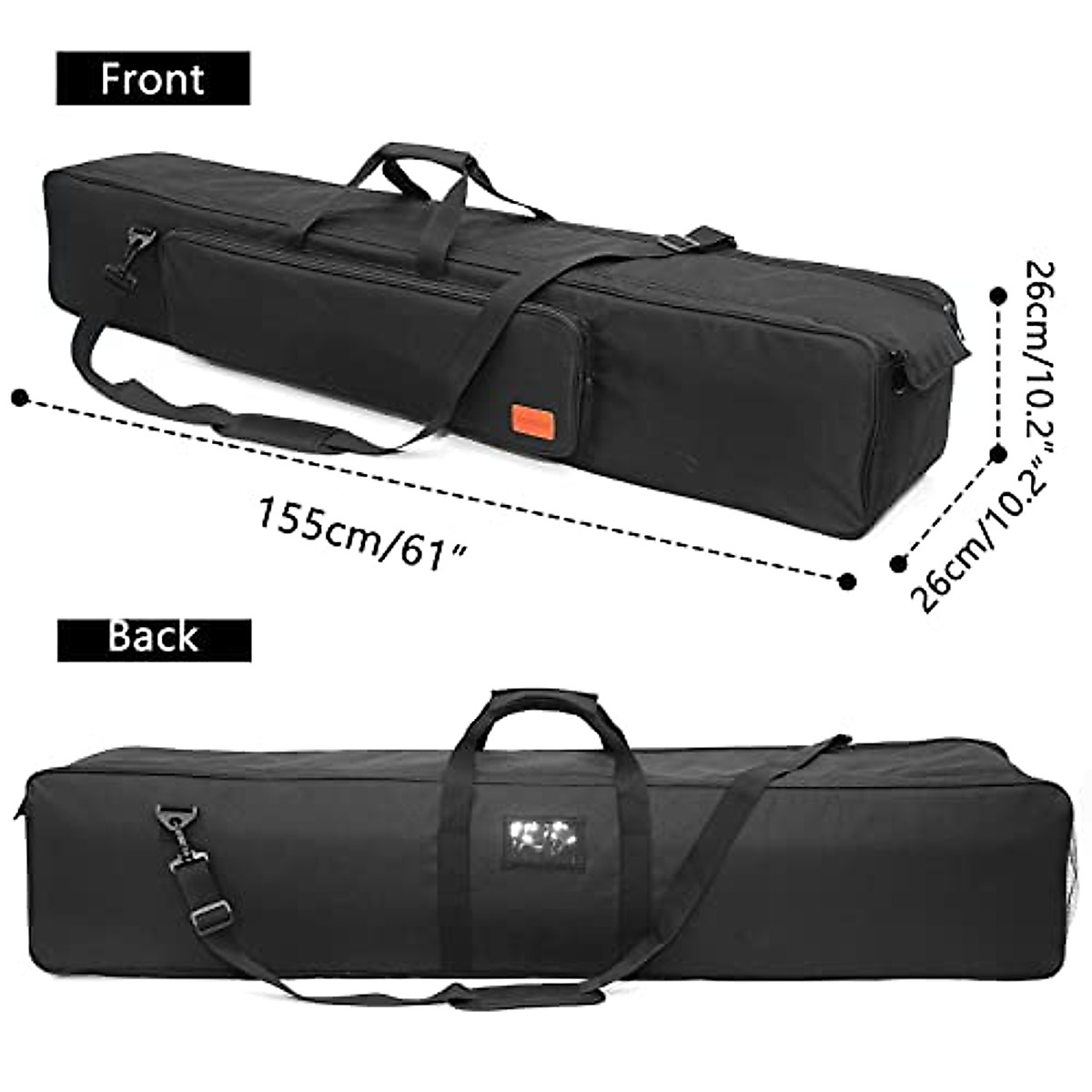 TORIBIO Tripod Carrying Case, 60"x10.2"x10.2"/155x26x26cm Water Resistant Lightweight Multifunctional Tripod Case Bag Padded Heavy-Duty Suit for Lights, Speakers, Cameras, Booms, Microphone Stands