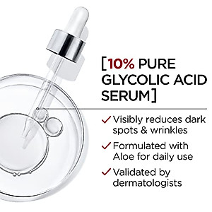 L'Oreal Paris Revitalift 10% Pure Glycolic Acid Face Serum, Visibly Evens Tone & Reduce Wrinkles, Fragrance Free 1.7 oz