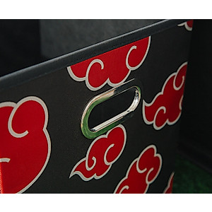 Naruto Shippuden Akatsuki 13-Inch Fabric Storage Bin With Handles and Lid | Cube Organizer For Cabinet, Closet