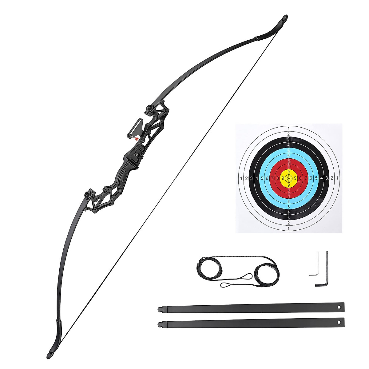 AW Recurve Bow Set Archery Aluminum Takedown Recurve Bow Right Hand Archery Bow Set Longbow Shooting Kit for Adult & Youth Beginner Outdoor Hunting Horse Riding Shooting Practice
