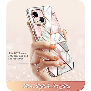 i-Blason Cosmo Series Case for iPhone 13 Mini 5.4 inch (2021 Release), Slim Full-Body Stylish Protective Case with Built-in Screen Protector (Marble)