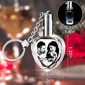 XJone Personalized Custom Crystal Keychain with Picture Photo Customized Engraved Keyring with LED Light