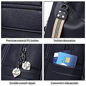 DORRISO Womens Backpack PU Leather Rucksack Ladies Handbag Shoulder Bag Large Capacity Lightweight Casual Travel Daypack Handbag Blue