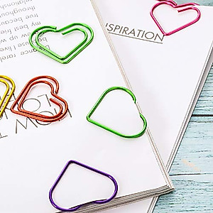105 Pieces Colorful Paper Clips Metal Heart Paperclips for Office Stationery School Supplies